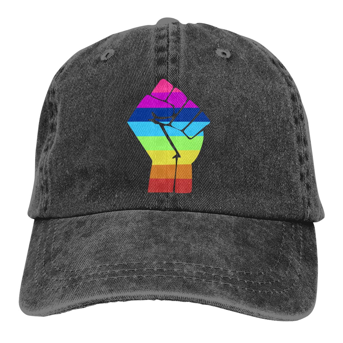 Vintage Baseball Cap for Men Women Black Dad Hat Cotton Denim Adjustable Low Profile (A Clenched Fist Held High in Protest)