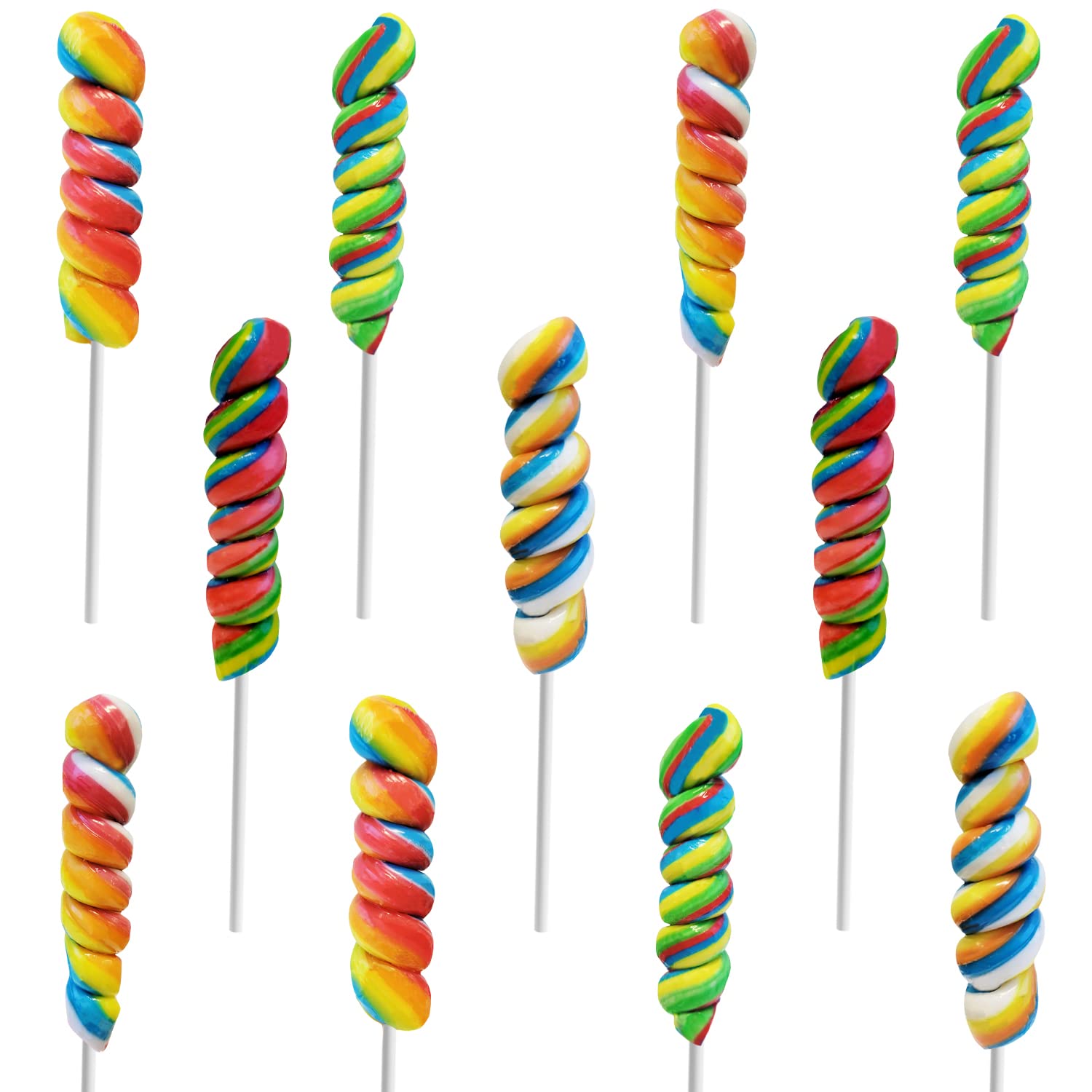 The Dreidel Company Rainbow Twist Lollipop, Mixed Fruit Flavor, Individually Wrapped, 3" Inch Sucker (12-Pack)