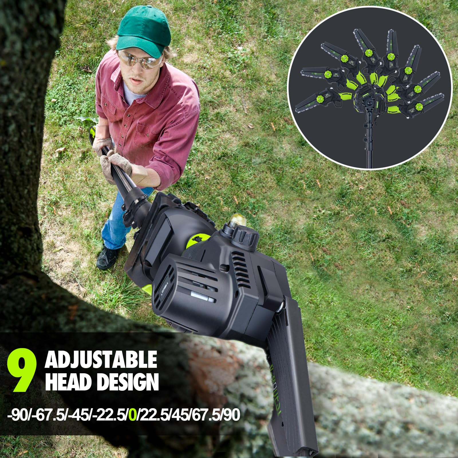 V-MODEST Mini Chainsaw Cordless 6 in. with Automatic Oiler Security Lock Low-kickback, Battery Powered Small Handheld Electric Chain Saw Left or Right Handed Use, for Branches Pruning Wood Cutting 21V