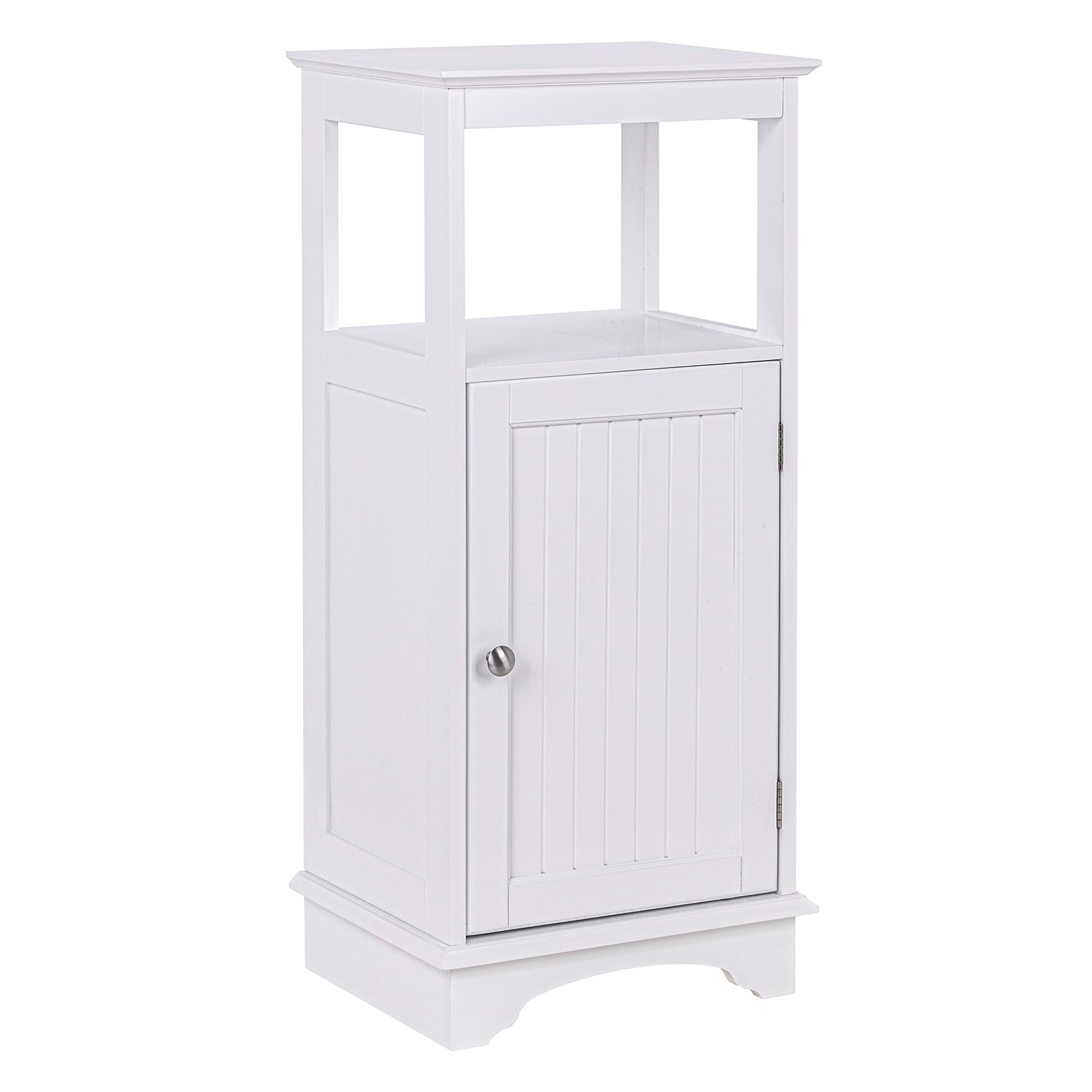 Spirich Home Floor Cabinet with Single Door and Shelves, Bathroom Floor Cabinet, White