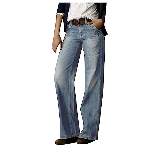Women High Waisted Pants Wide Leg Pants Drawstring High Waisted Loose Denim Pants Plus Size Baggy Pants with Pockets