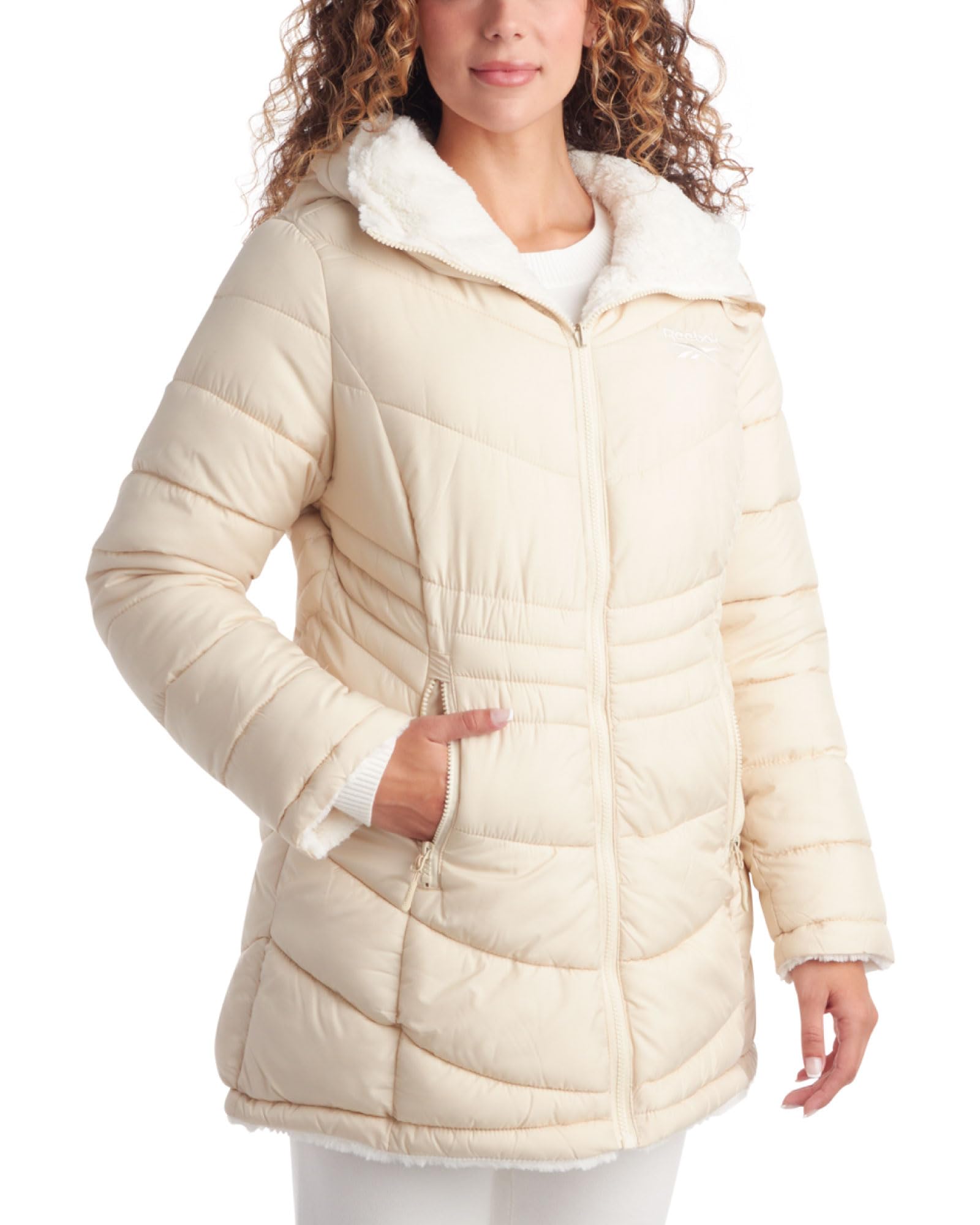 Reebok Women's Winter Jacket - Reversible Quilted Puffer with Sherpa Fleece Lining – Parka Coat for Women (S-3X, Plus Size), Size 3X, Black