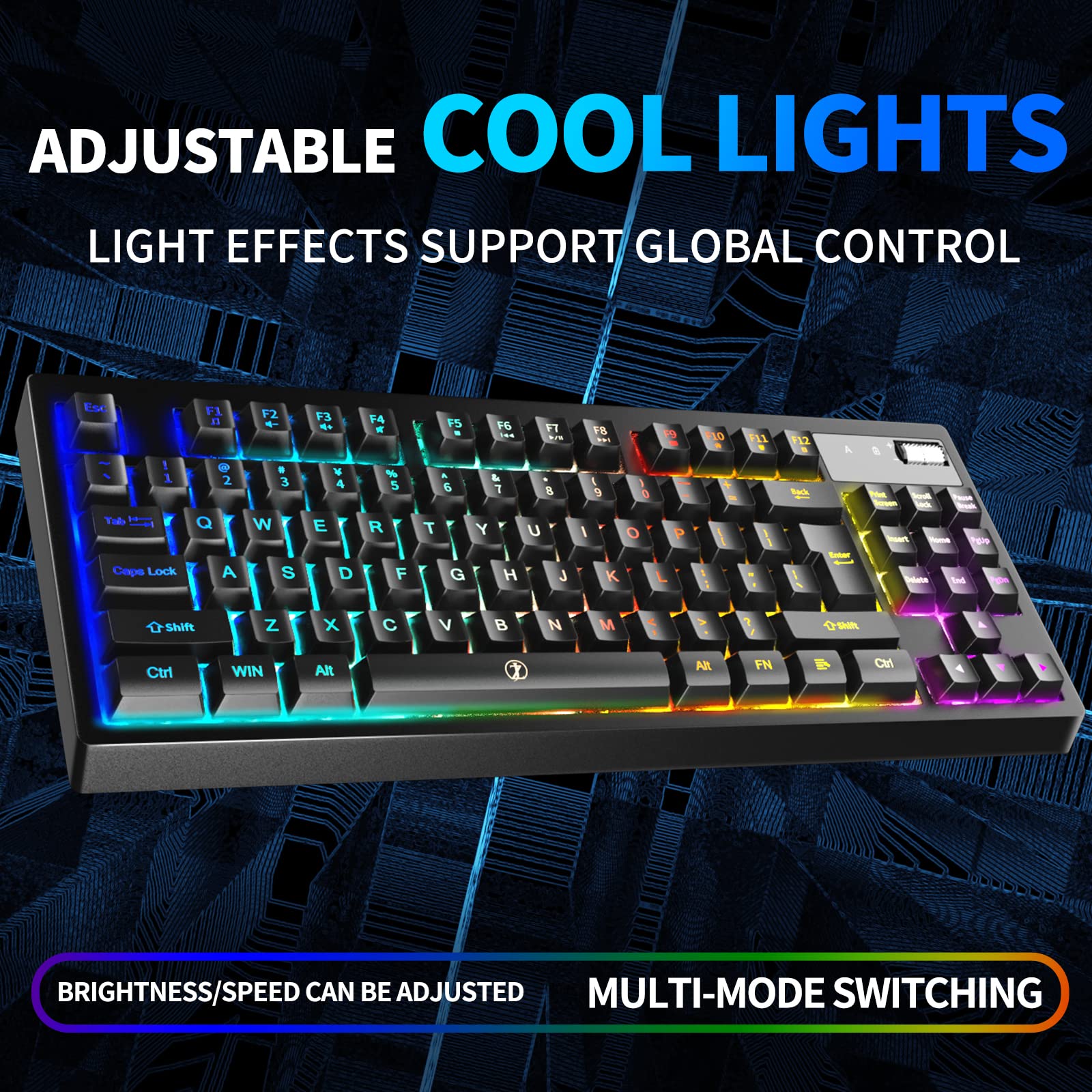 ZJFKSDYX Wireless Gaming Keyboard and Mouse Combo - Ergonomic Keyboard with Rainbow Backlight, Mechanical Feel, USB-C Charger, Long Battery Life - Compact for PC, Laptop, Desktop