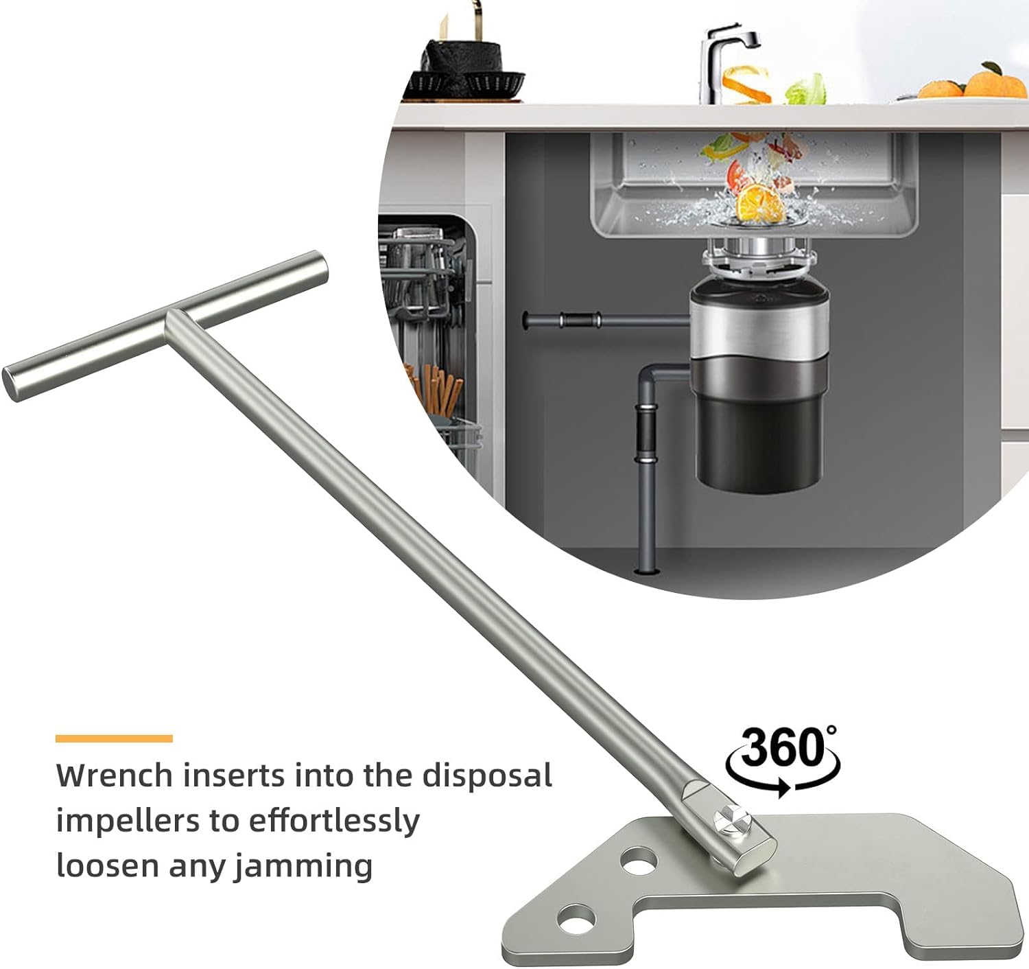 woiron Garbage Disposer Unjamming Wrench with 2 PCS Garbage Disposal Allen Wrench Tool,Garbage Disposal Wrench Tool,for Remove Clogging Above The Sink