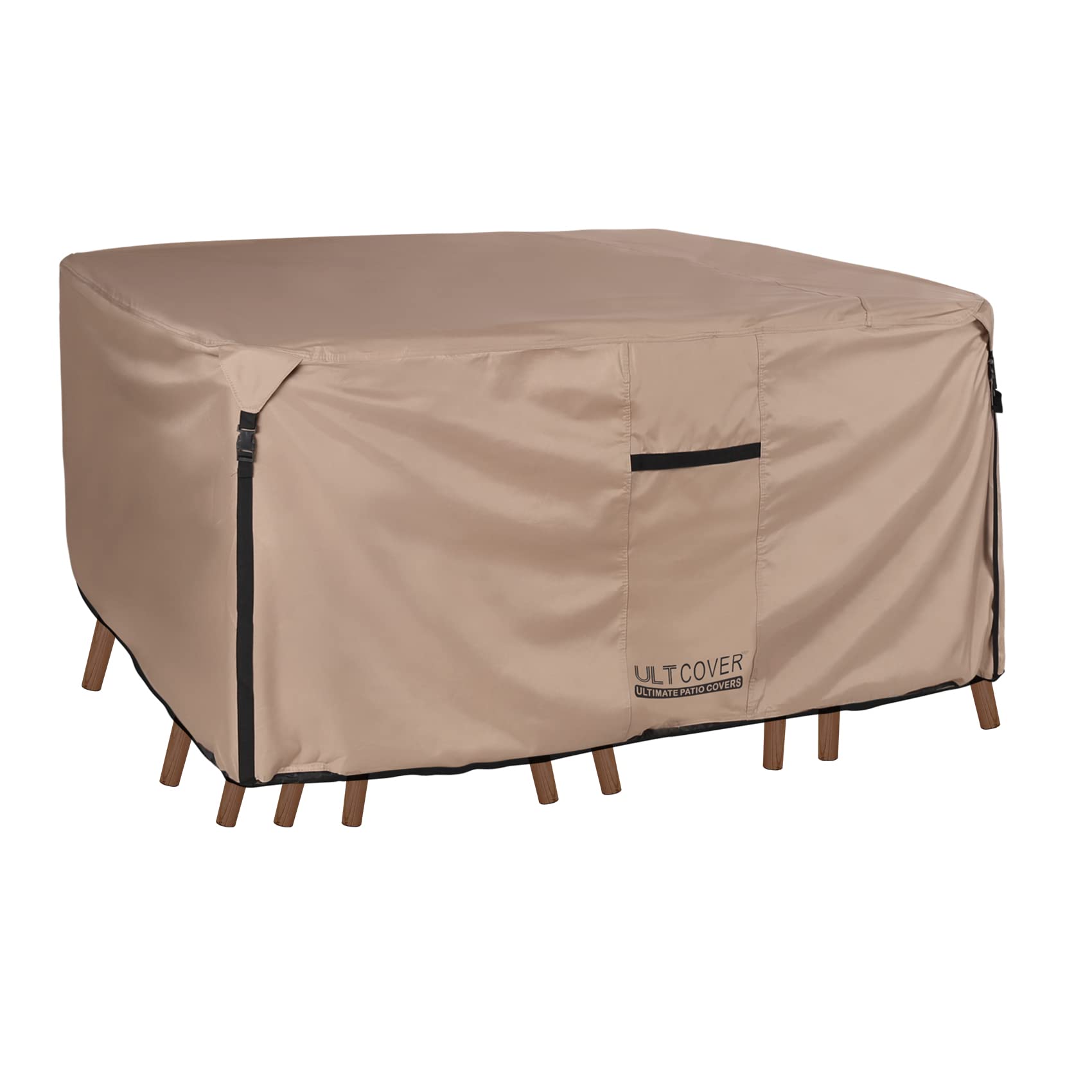 ULTCOVER Square Patio Heavy Duty Table Cover - 600D Tough Canvas Waterproof Outdoor Dining Table and Chairs General Purpose Furniture Cover Size 54 inch