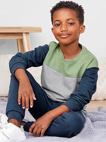 Simple Joys by Carter's Baby and Toddler Boys' 4-Piece Sweatshirt Set, Olive/Grey, 5T