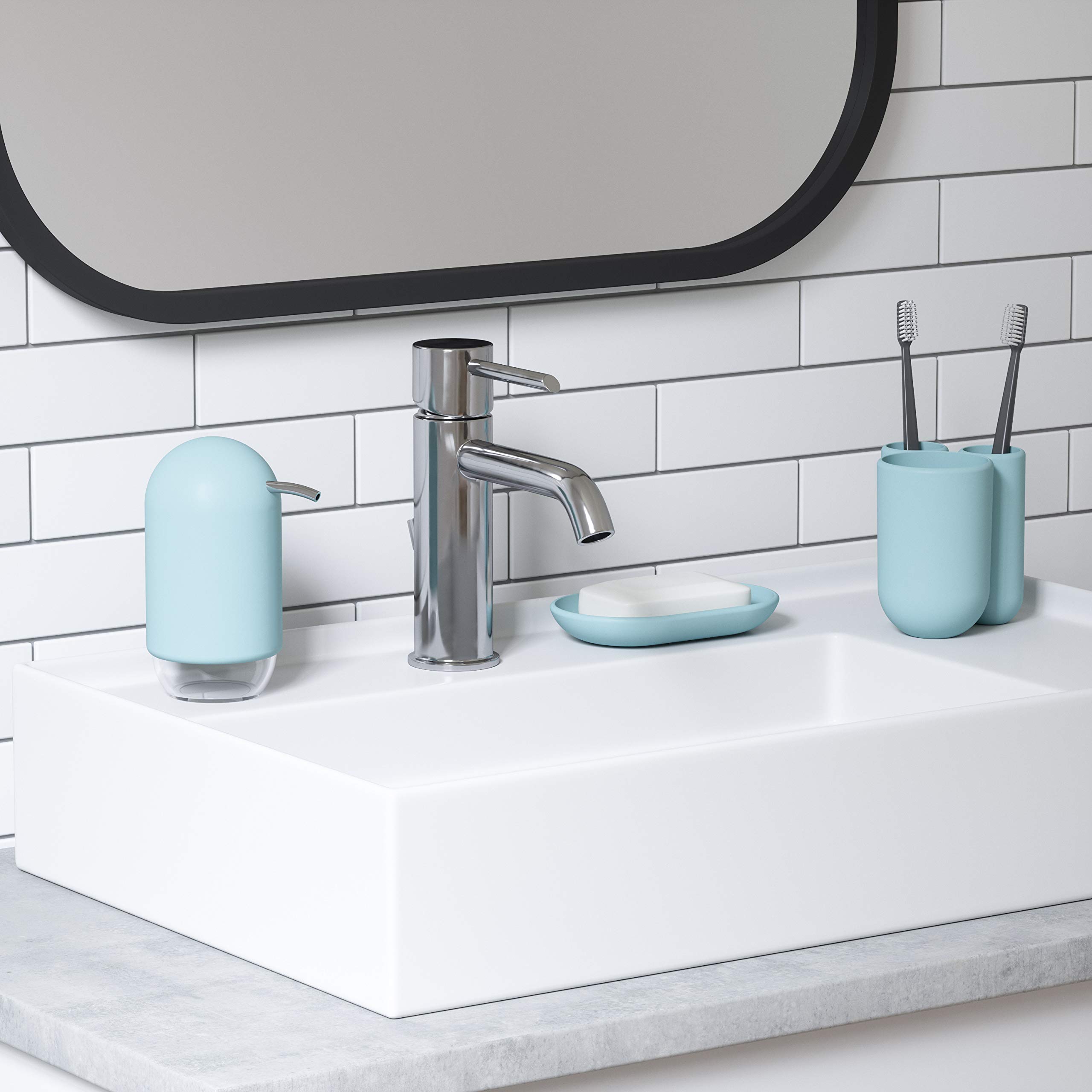 Umbra Touch Liquid Soap Pump Dispenser, Easy to Refill, Ocean Blue, 8 oz (236.5 ml), Model Number: 023273-1193