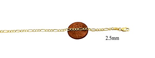 Yellow Gold Hollow Figaro Chain Real 10K Necklace 16" to 24", 2.5MM (20)