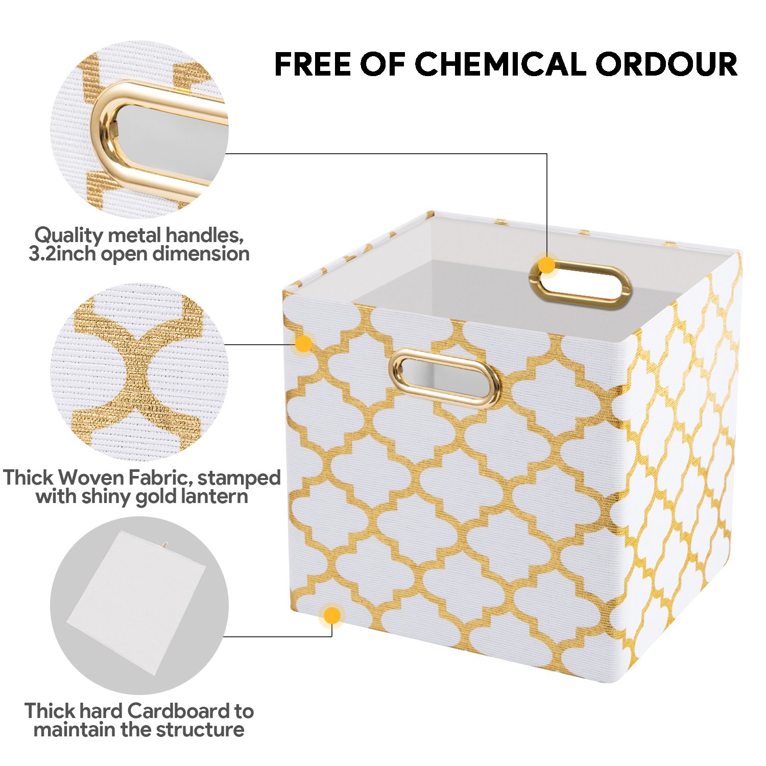 Storage Cubes,11×11 Collapsible Fabric Storage Bins Boxes Baskets - Set of 4, Grey Lantern Patterned