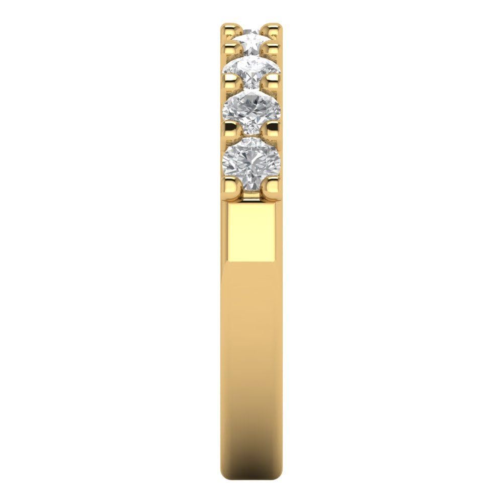 Yellow Solid 14k Gold Stackable Wedding Bridal Engagement Ring Band - Clear Simulated Diamond 0.63Ct Round Cut Sz 7.75