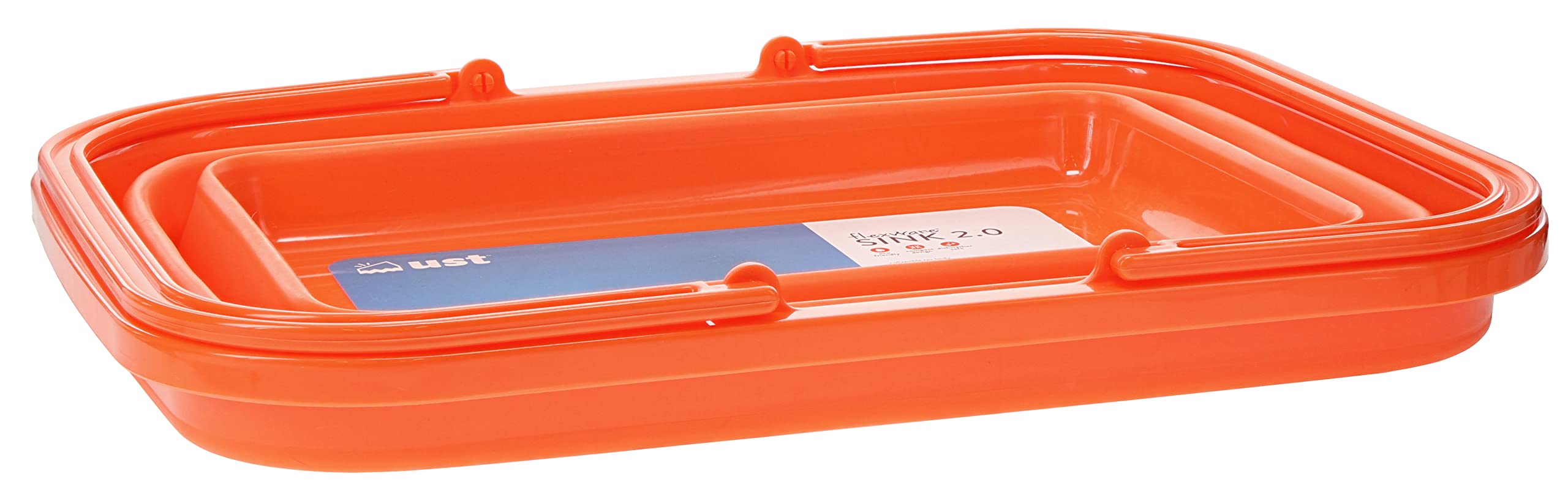 ust FlexWare Collapsible Sink 2.0 with 4.23 Gal Wash Basin for Washing Dishes and Person During Camping, Hiking and Home, Orange, One Size (20-12268)