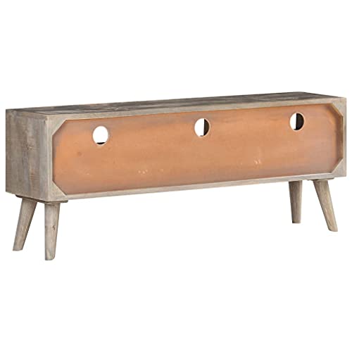 THYUOVAI TV Cabinet,Media Cabinet Tv Console Stereo Cabinet Low Board Suitable for Living Room,Bedroom,Closet,Hallway,Foyer,Office Gray 51.2"x13.8"x20.1" Solid Rough Mango Wood