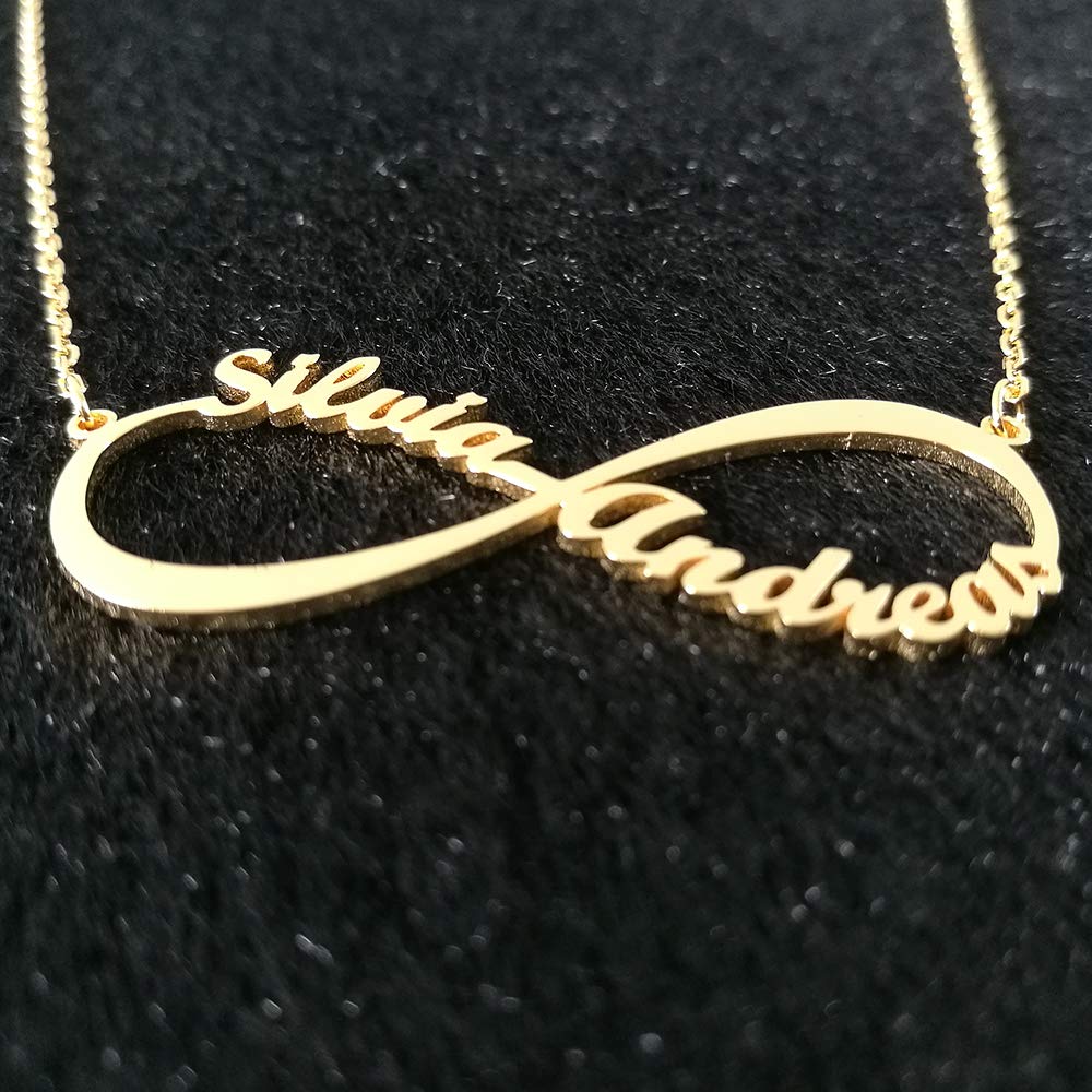 UMAGICBOX Infinity Name Necklace - Custom Made with Any Two Names- 925 Sterling Silver