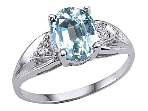 Tommaso Design Genuine 9x7 Oval Aquamarine Ring 14 kt Yellow Gold Size 8
