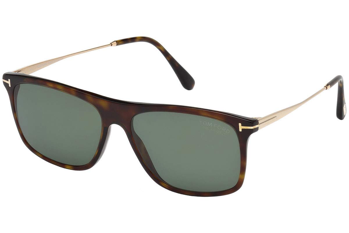 Tom Ford Rectangular Sunglasses TF588 Max-02 52R Dark Havana Polarized 57mm FT0588