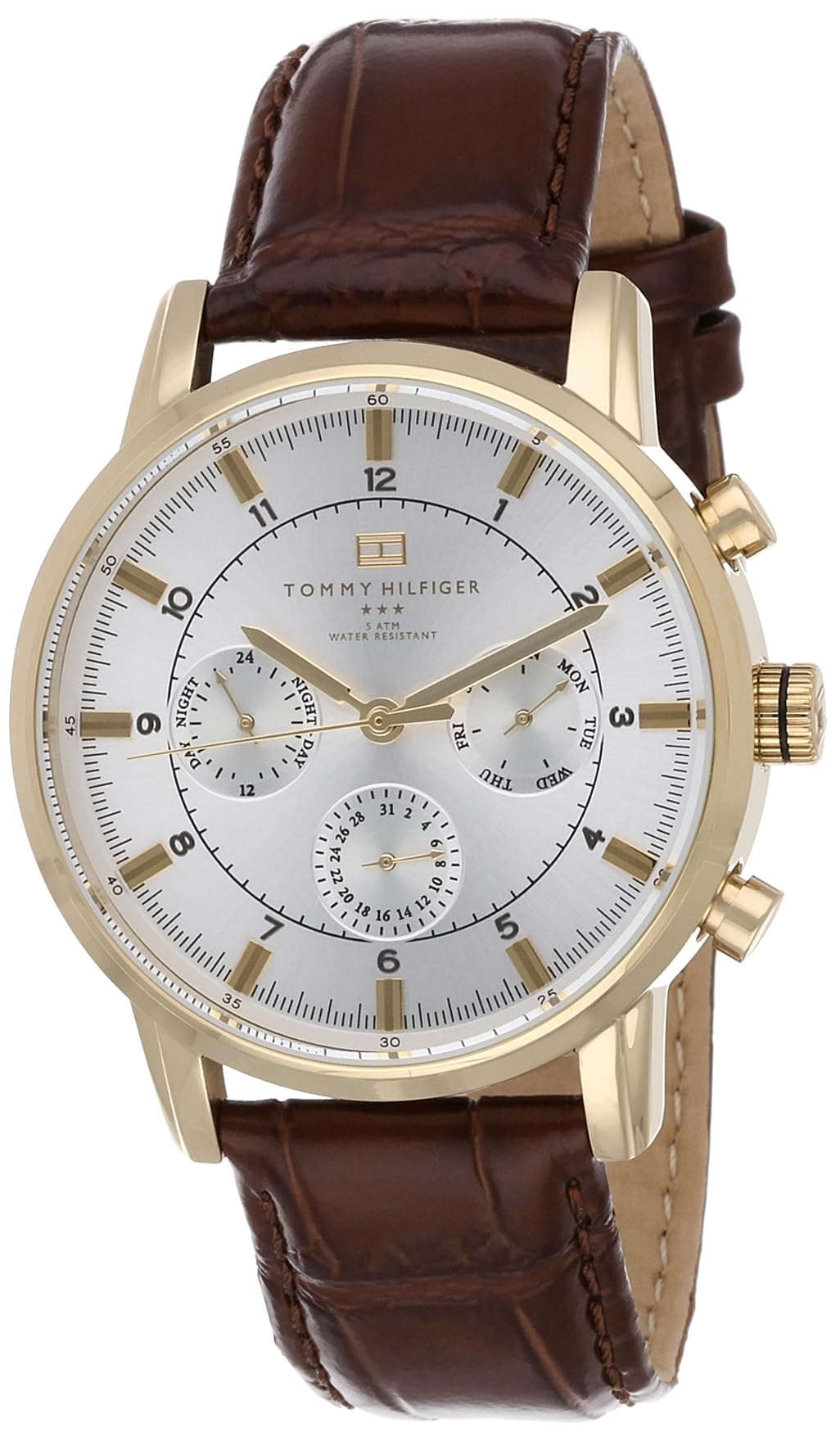 Tommy Hilfiger Men's 1790874 Gold-Tone Watch with Brown Leather Band