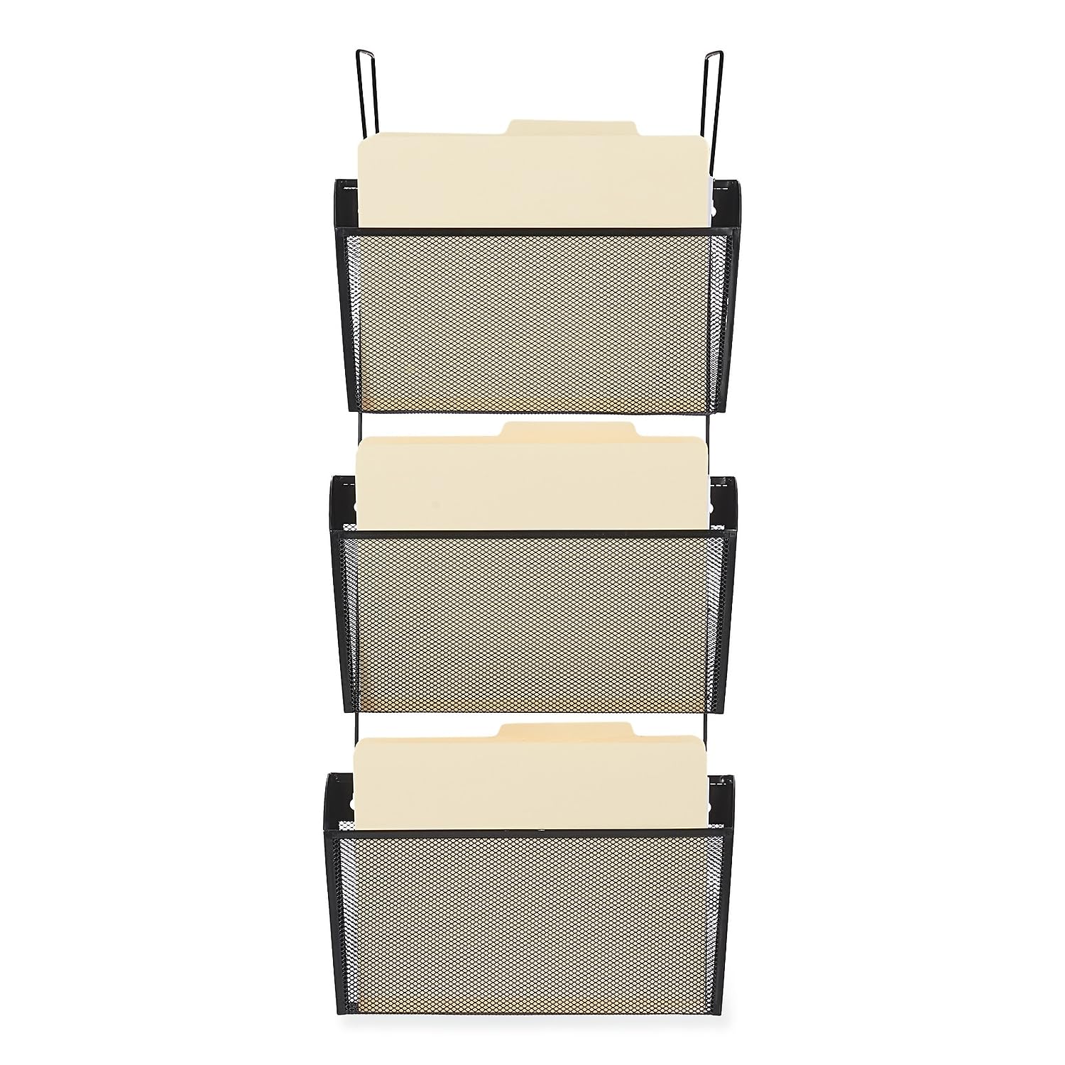 Universal 20011 Mesh Three-Pack Wall Files with Hanger, Letter, Black