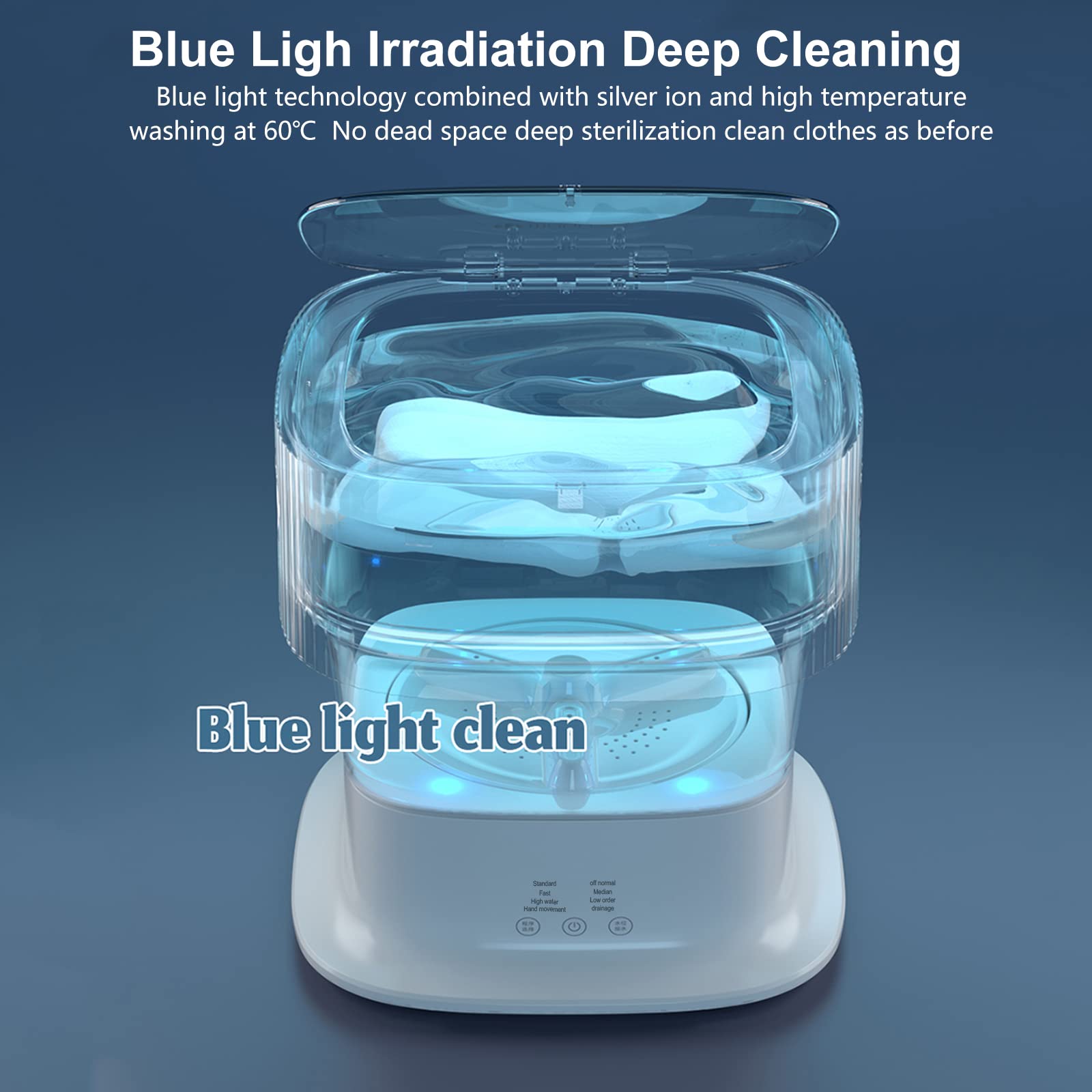 WMLBK Foldable Washing Machine, 2 in 1 Mini Portable Washing Machine With Spin Dryer 9L Portable Washer Combo With Drainage Hose for Small Cloth Underwear Sock Perfect for Apartment Camping RV Travel