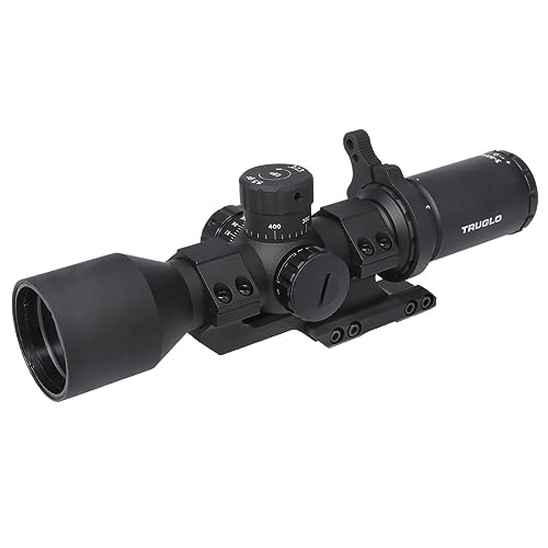 TRUGLO TRU-BRITE 30 Series Illuminated Tactical Rifle Scope with Etched Illuminated Dual Color Reticle and Scope Mount, 3-9 x 42mm, Black