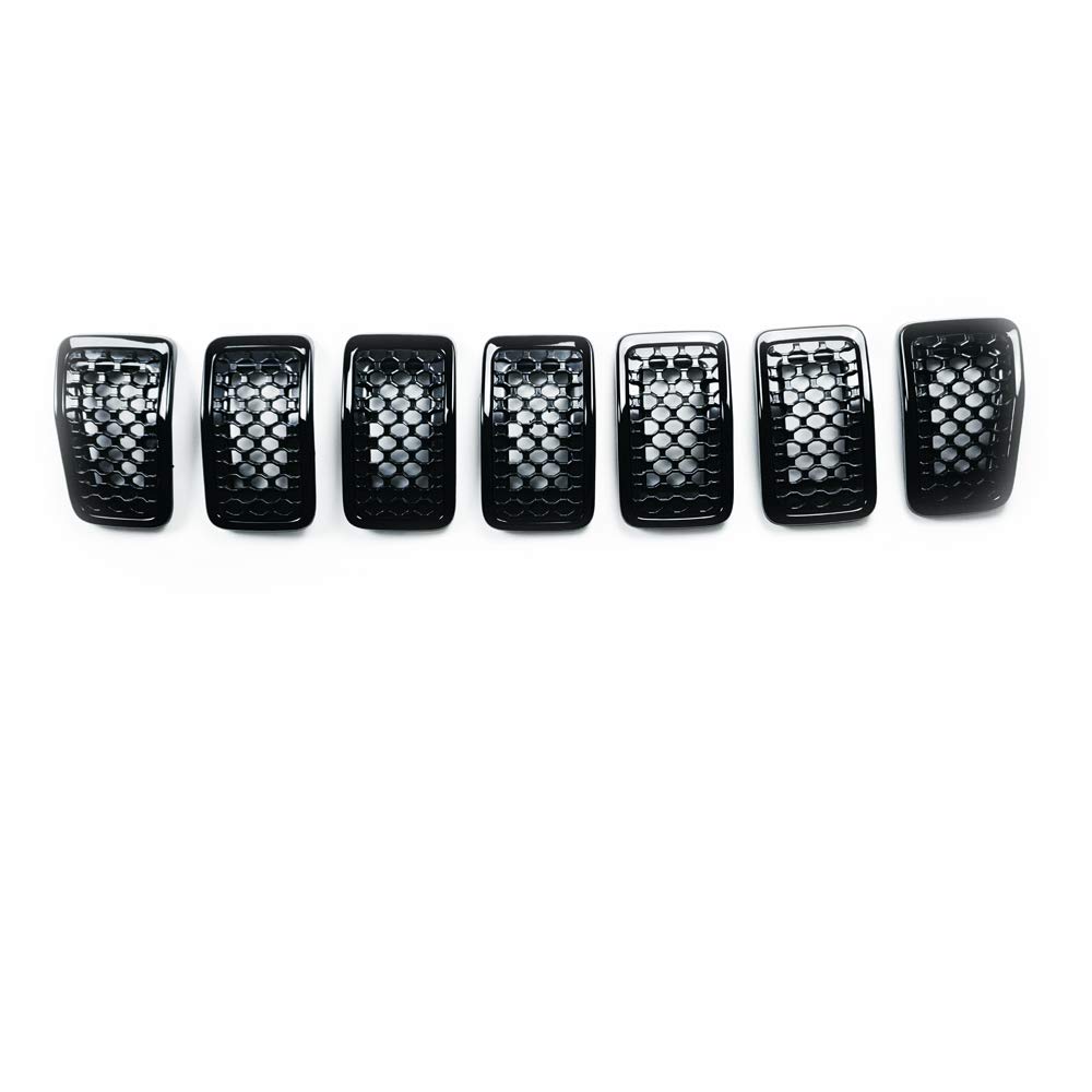 YAV Fit for 2019 2020 2021 Jeep Cherokee Black Grill Inserts Front Grille Inserts Honeycomb Mesh Cover Accessories 7PC