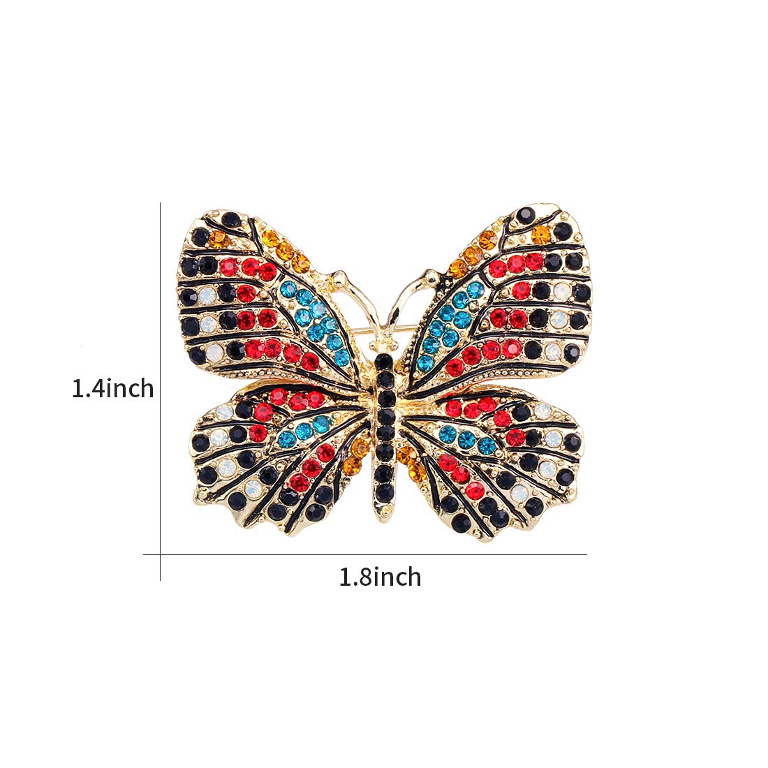 WeimanJewelry Lot 6pcs Multicolor Rhinestone Crystal Butterfly Brooch Pin Set for Women (Style 2)