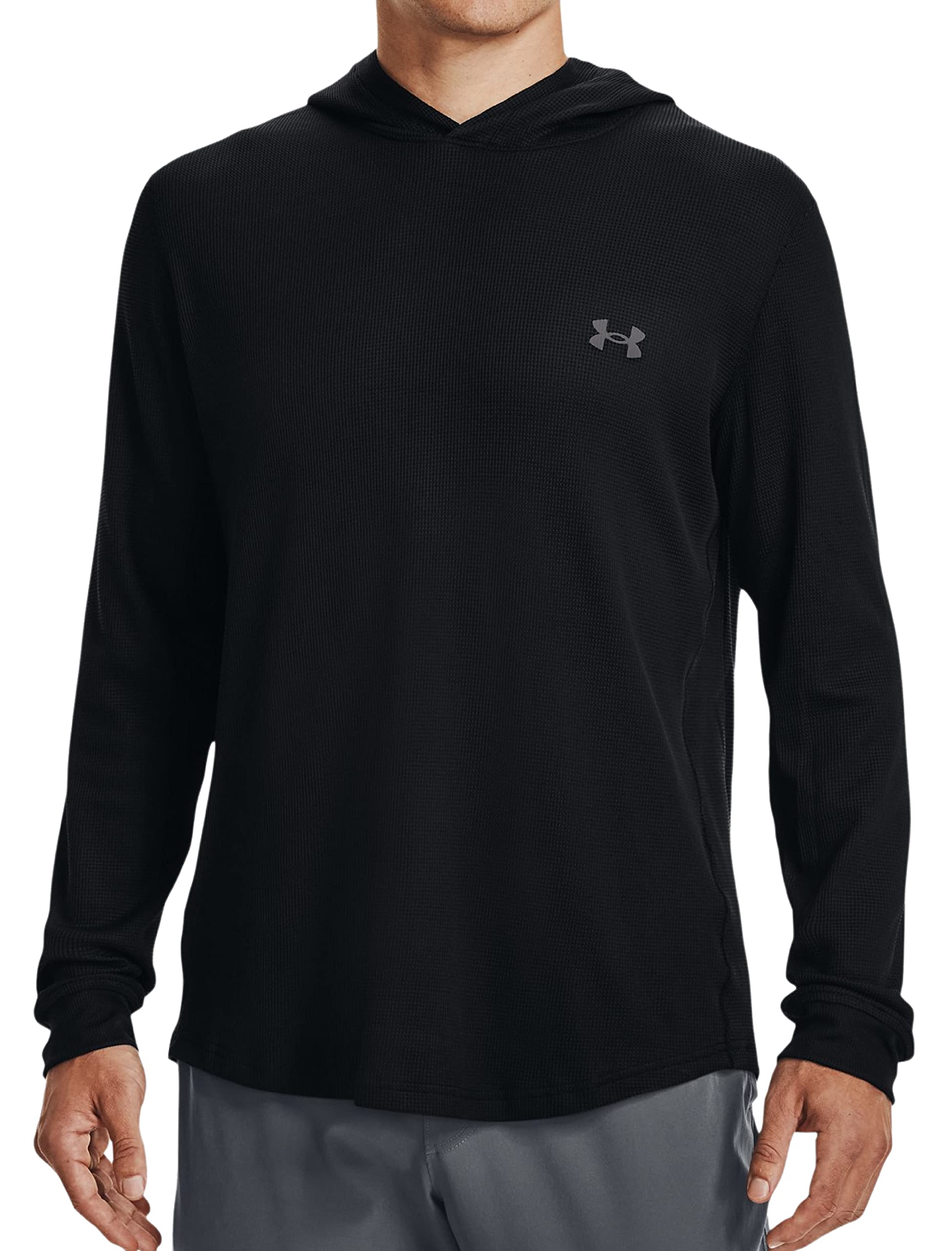 Under Armour Men's Waffle Athletic Hoodie Shirt Hooded TOP (Black, large)