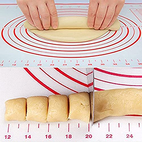 ZCHING Silicone Pastry Measurement Not-Slip Rolling Dough Mats for Baking (red), 24“L x 16“W