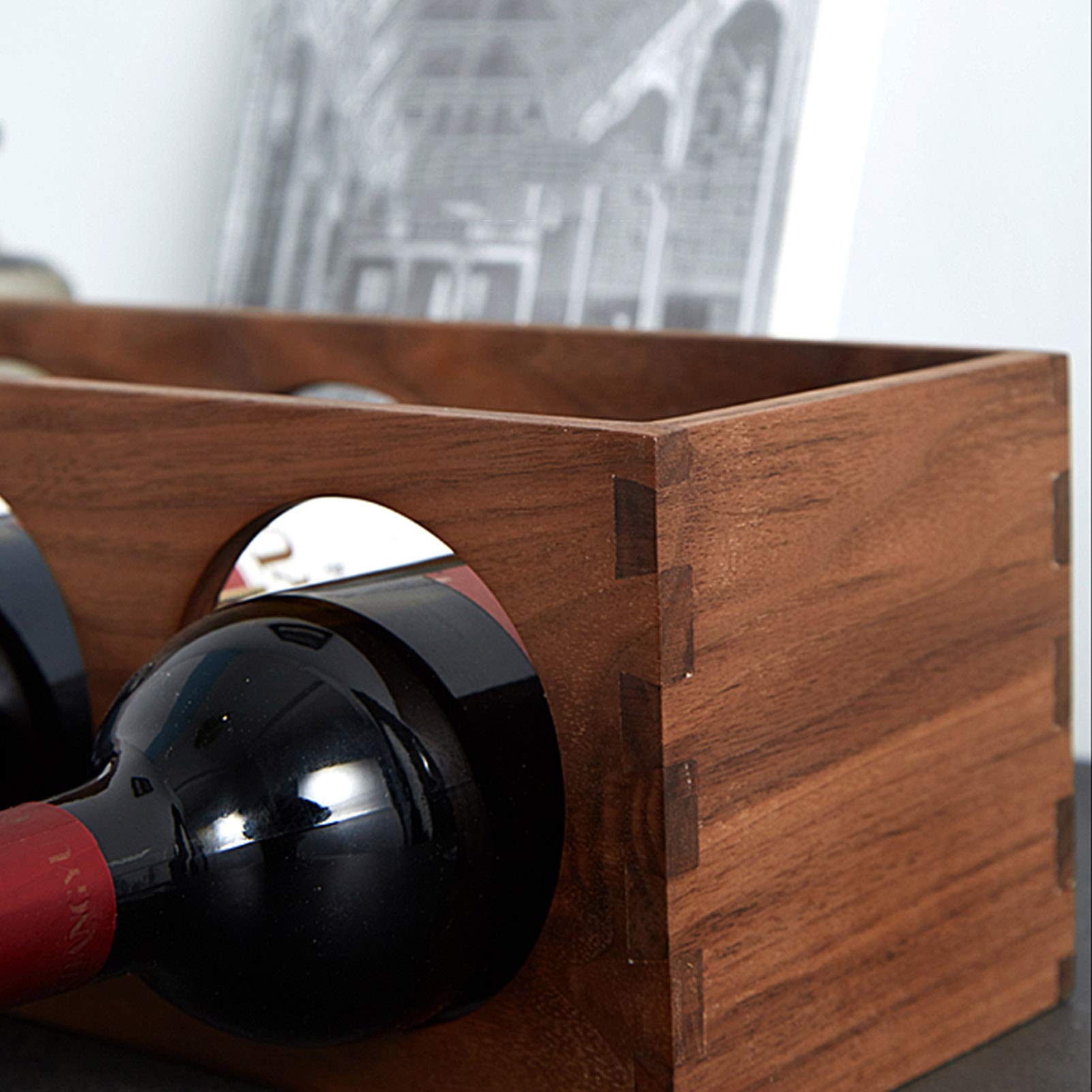 XWZJY Wine Bottle Holder Kitchen Dining Room Tabletop Wine Storage Rack for Horizontal or Vertical,Walnut Wood,121235cm