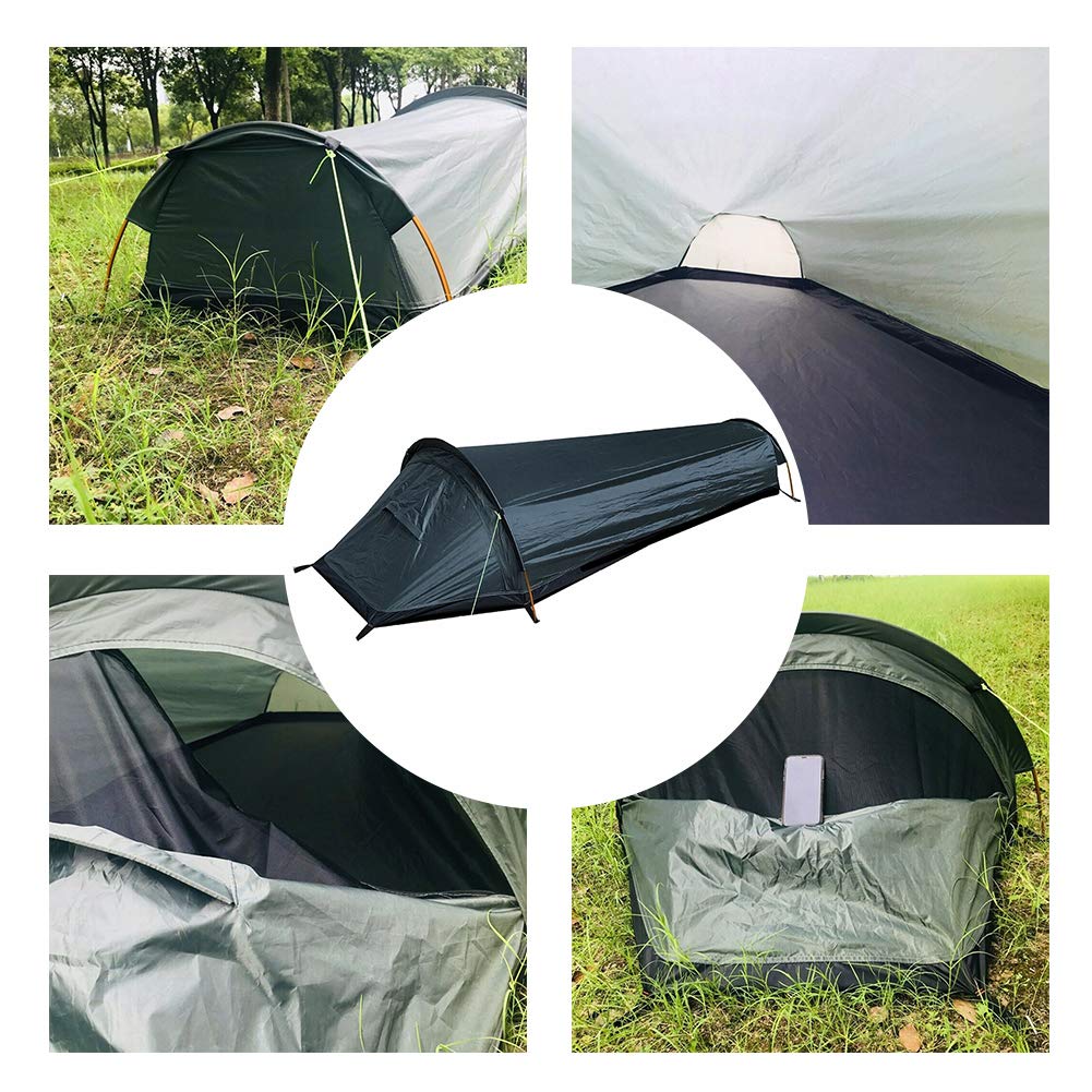 Ultralight Bivvy Bag Tent,with Wind Rope&Tent Pegs & Outer Bag,Compact Single Person Waterproof Ventilated Tent for Camping, Outdoor Survival