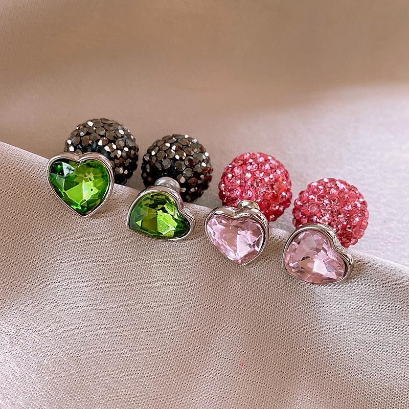 UMEYS Vogue Mixed Double-sided Pearls with Ball Beads Zircon Front-Back Stud Earrings in Various Styles for Women (color-17)