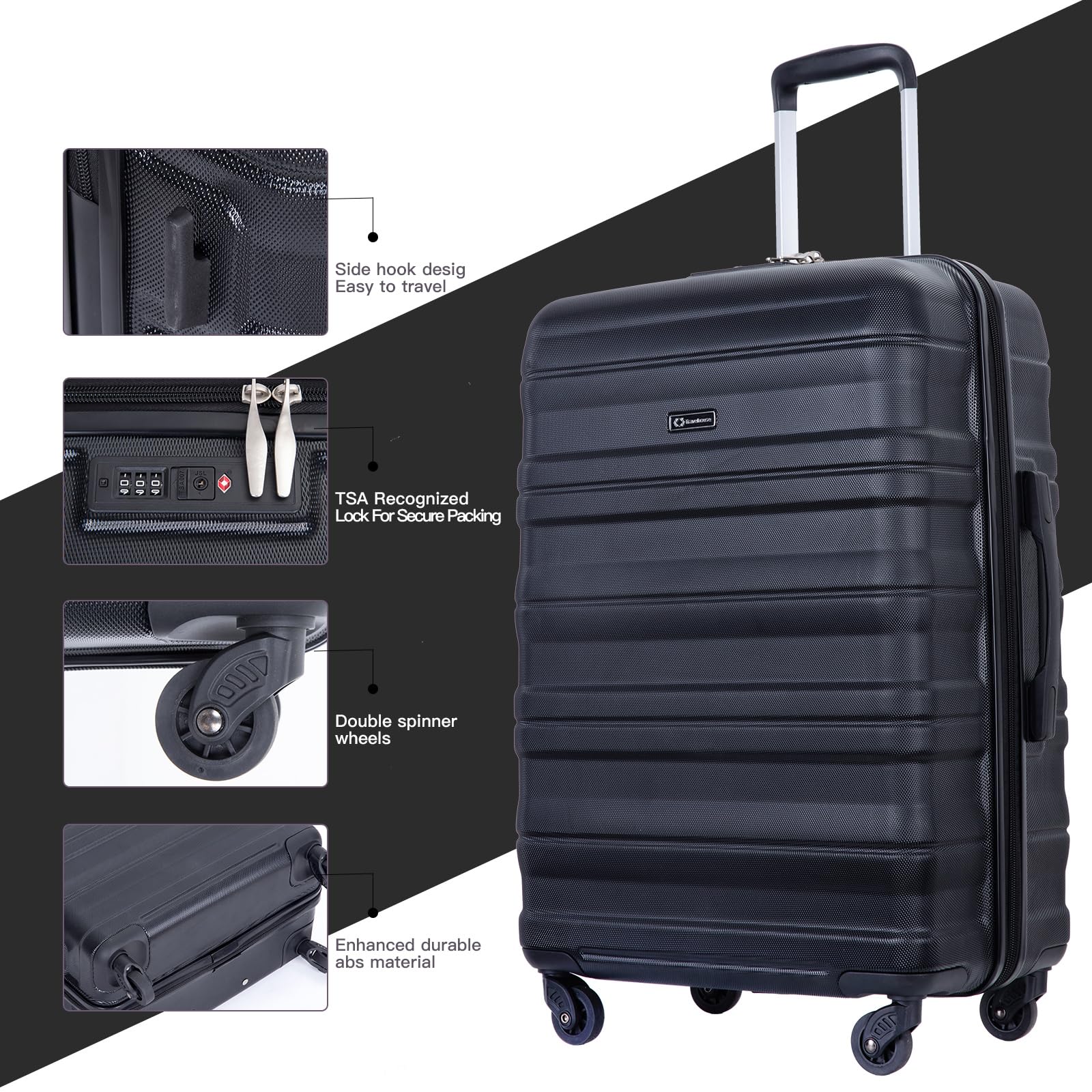 Travelhouse Luggage Set, PC Hardside Expandable Suitcase Spinner Wheel Lightweight TSA Lock,3-Piece Set (21/25/29) (Pink-77)