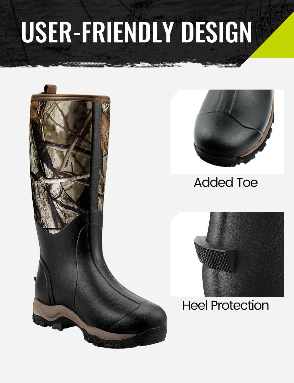 TIDEWE Hunting Boot for Men, Insulated Waterproof Durable 16" Men's Hunting Boot, 6mm Neoprene and Rubber Outdoor Boot US Size 8