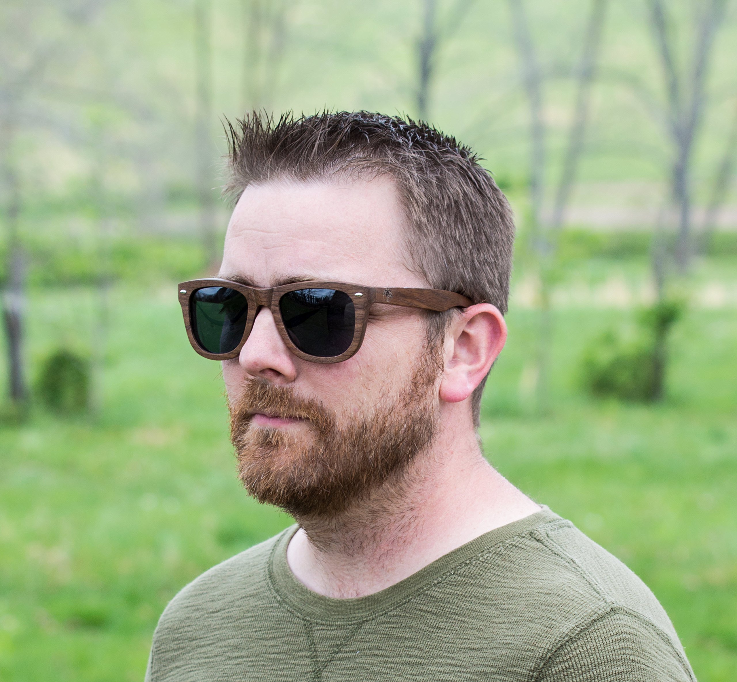 Viable Harvest Wood Sunglasses for Men & Women - Dark Polarized Lenses Block Sun & Glares - Handmade Wooden Craftsmanship & UV400 Lens - 100% UVA & UVB Protection - With Classy Gift Box - Walnut