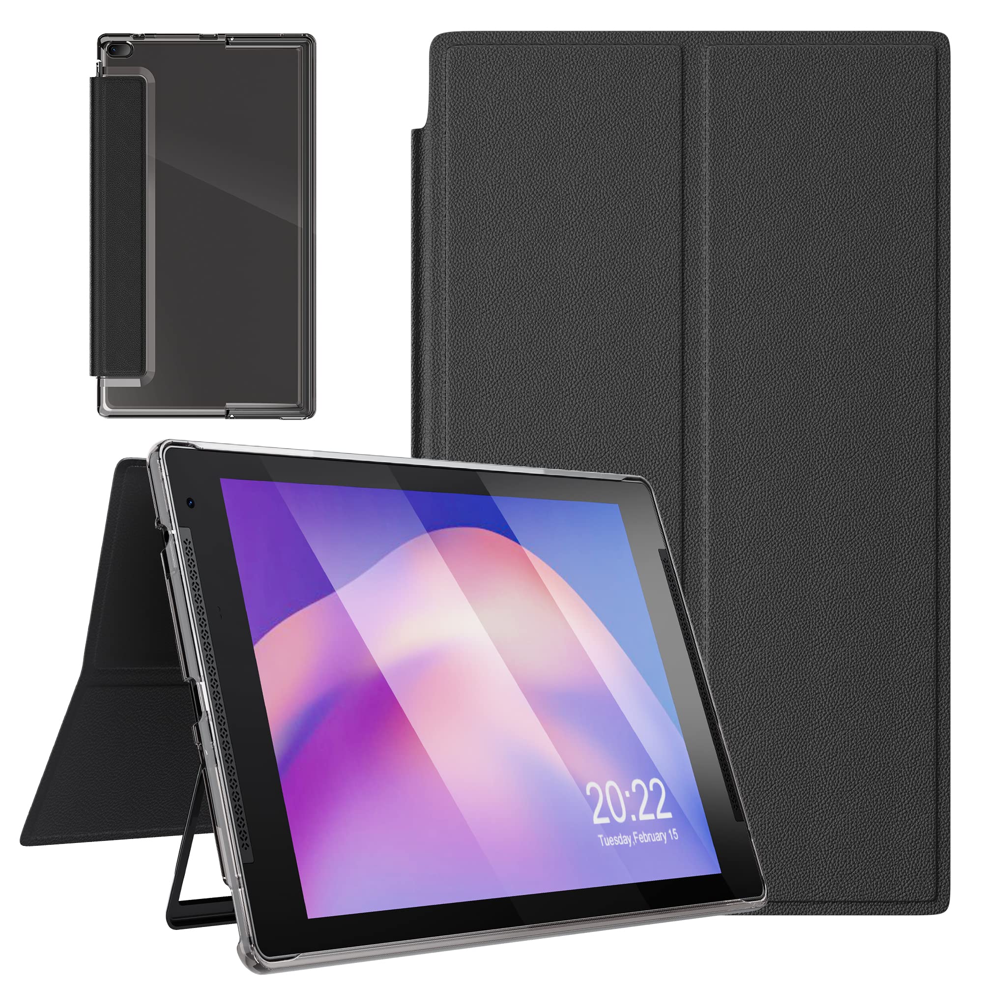 Tablet Case for TJD 10.1 inch Tablet, Multi-Viewing Angels PU Leather Stand Folio Case Cover Compatible with TJD MT1011 Touchscreen Tablet, with Magnetic Cover (Black Case)