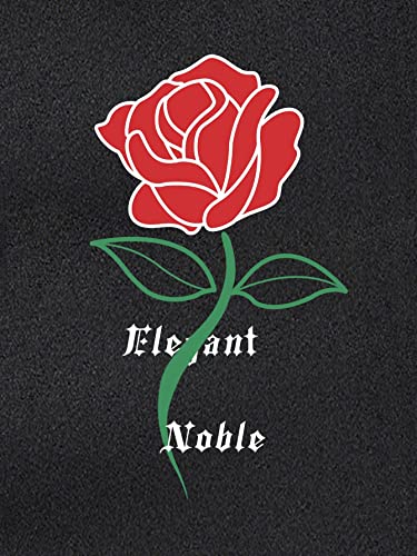 WDIRARA Men's Color Block Letter Embroidery Long Sleeve Hooded Sweatshirt Hoodies Red Rose and Black L