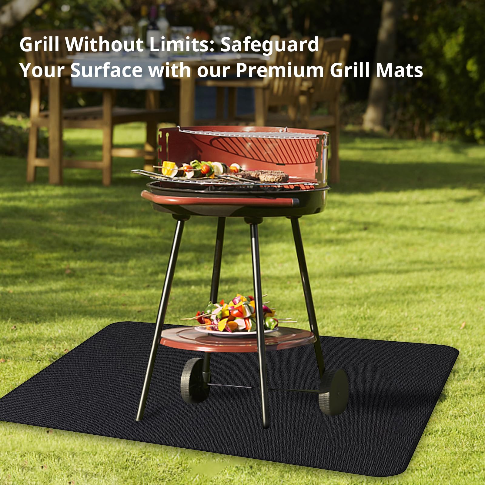 WOLVETRAD 65 x 48 inches Under Grill Mat for Outdoor Grill, Double-Sided Fireproof Grill Pad for Fire Pit, Indoor Fireplace Mat Fire Pit Mat, Oil-Proof Waterproof BBQ Protector for Decks and Patios