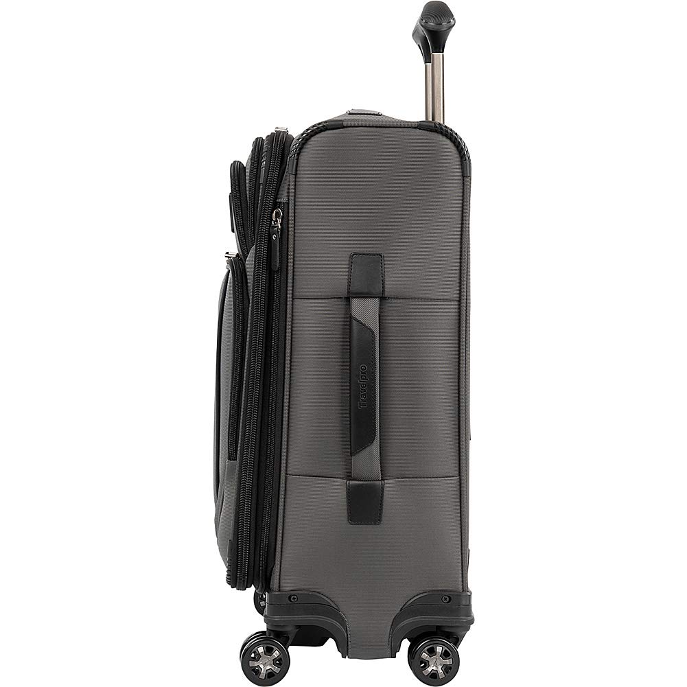 Travelpro Crew Versapack Softside Expandable 8 Spinner Wheel Carry on Luggage, USB Port, Men and Women, Jet Black, Carry on 21-Inch