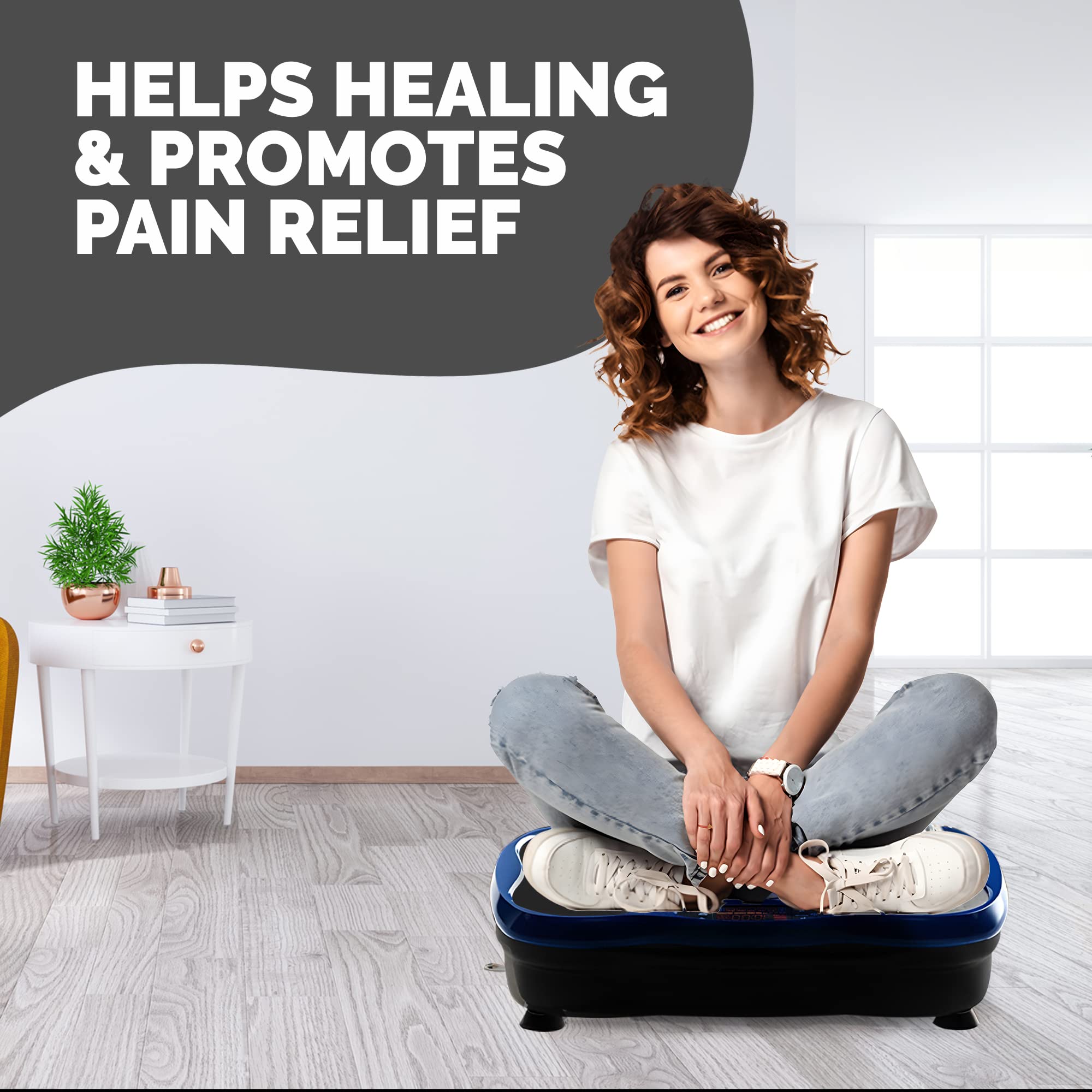 Vibration Plate Exercise Machine – Belmint Lymphatic Drainage Machine – 2 Resistance Bands and Fitness Workout Instructions – Equipment Improves Circulation & Strength