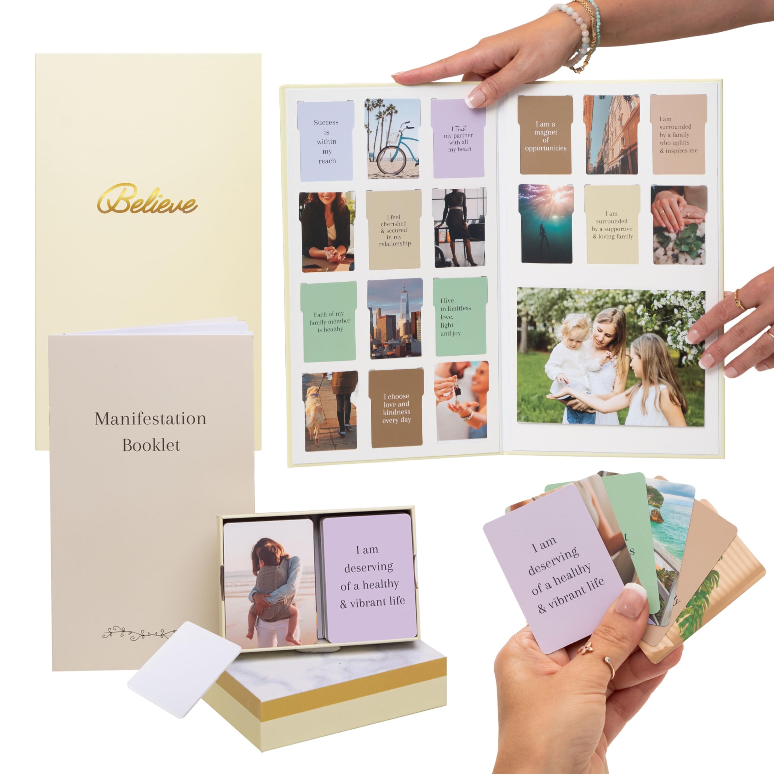 Vision Board Kit - Premade Dream Board with Manifestation Pictures Supplies, Goal Collage Book for Wall, Complete Mood Boards Kits, Law of Attraction Journal Planner Affirmation Cards for Women Adults