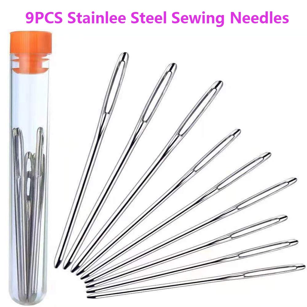 YCbingo Crochet Hooks Set,14 Pcs Ergonomic Soft Grip Handles Large-Eye Blunt Knitting Needles Kit with Case for Arthritic Hands,2mm(B)-10mm(N) Extra Long Plus Knit Needles Weave Yarn Set (Style 1)