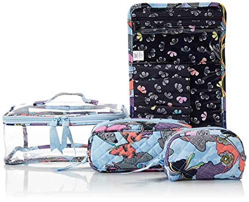 Vera Bradley Women's 4 Piece Cosmetic Makeup Organizer Bag Set, Butterfly By, One Size