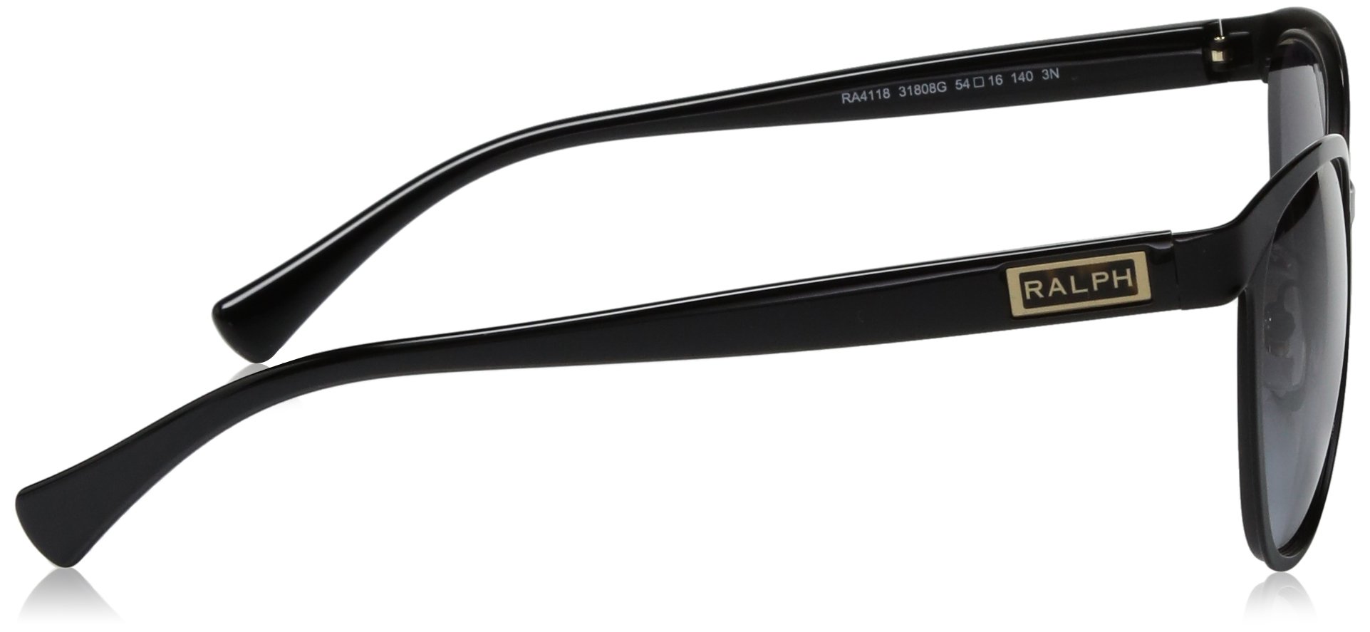 Ralph by Ralph Lauren Women's RA4118 Cat Eye Sunglasses, Shiny Black/Polarized Gradient Light Grey, 54 mm