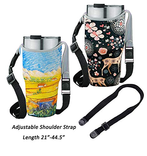 TuNan Tumbler 30oz Carrier Holder Pouch with Shoulder Strap, Fit for YETI, Rtic, Atlin, Ozark Trail, Rambler 30 oz Insulated Tumbler Coffee Cup, Neoprene Sleeve with Carrying Handle - 2 Styles