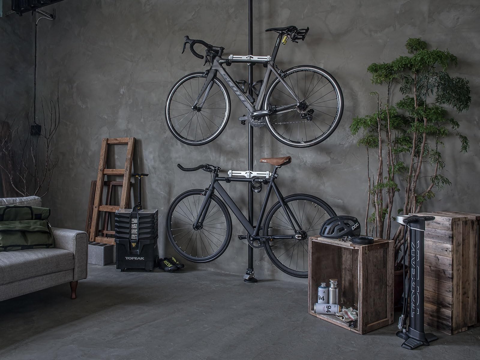 Topeak Dual Touch Bike Storage Stand , L x W x H 44 x 34 x 214 cm (Open) / 17.3” 13.4” x 84.3”