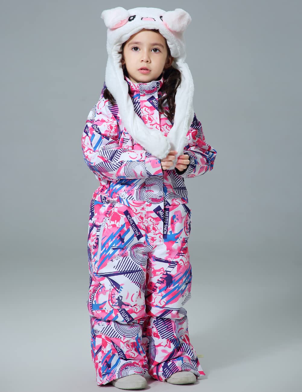YEEFINE Girl's Snowsuit One Piece Ski Suits Jackets Waterproof Winter Warm Jumpsuits Snowboard Coats for Kids
