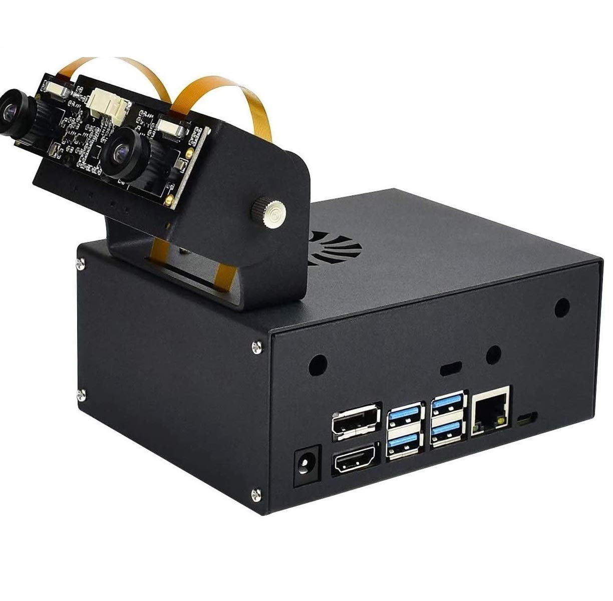waveshare Metal Case (C) Enclosure with Fan for Jetson Nano Developer Kit and B01 Version with Camera Holder,Reset,Power Buttons Compatible IMX219 Series Camera,Wireless-AC8265