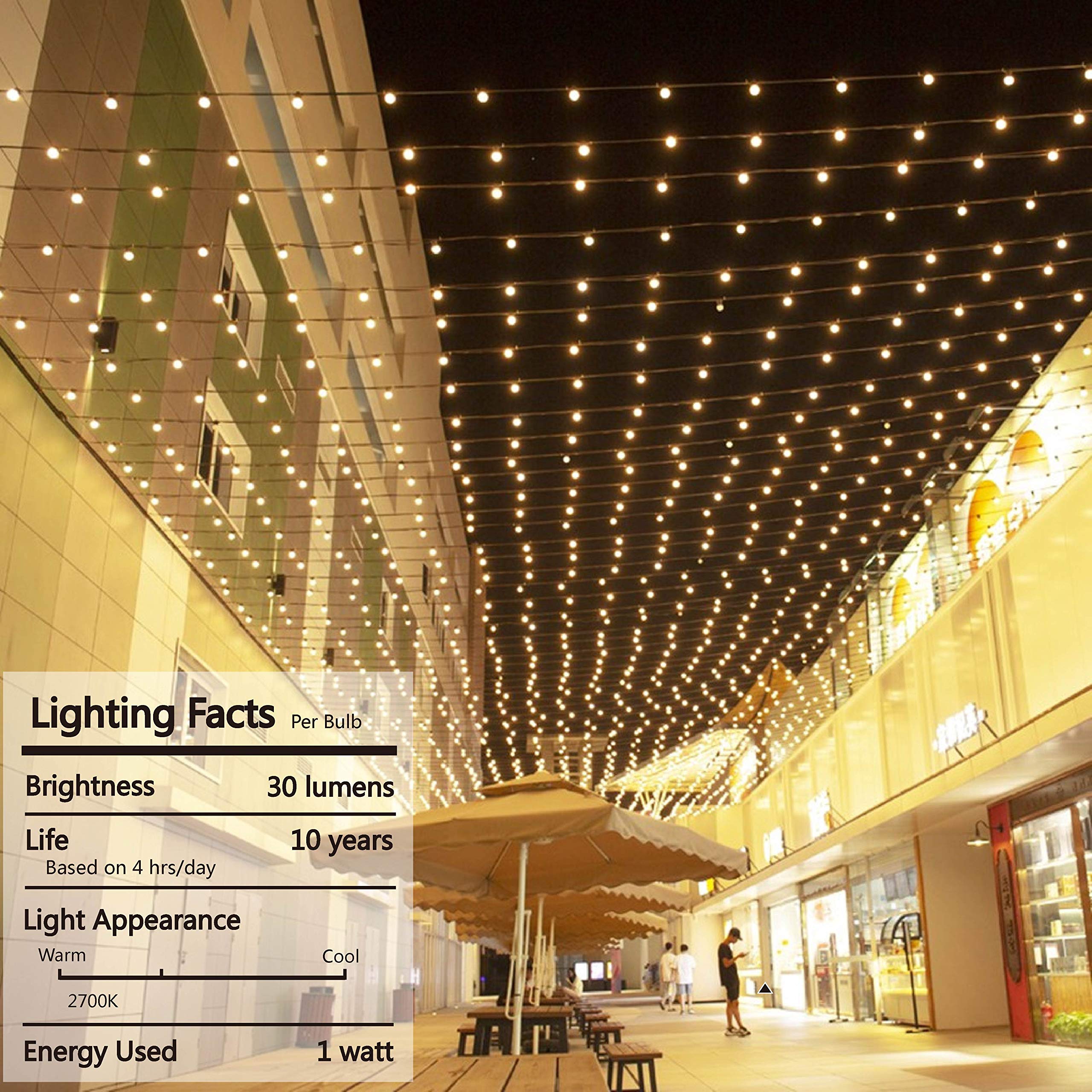 ZOTOYI Outdoor String Lights Waterproof IP65, 100FT Patio Lights with 32 S14 Shatterproof Bulbs(2 Spare), Commercial Grade Heavy-Duty LED String Lights for Outside, Bistro, Cafe, Backyard, 2700K