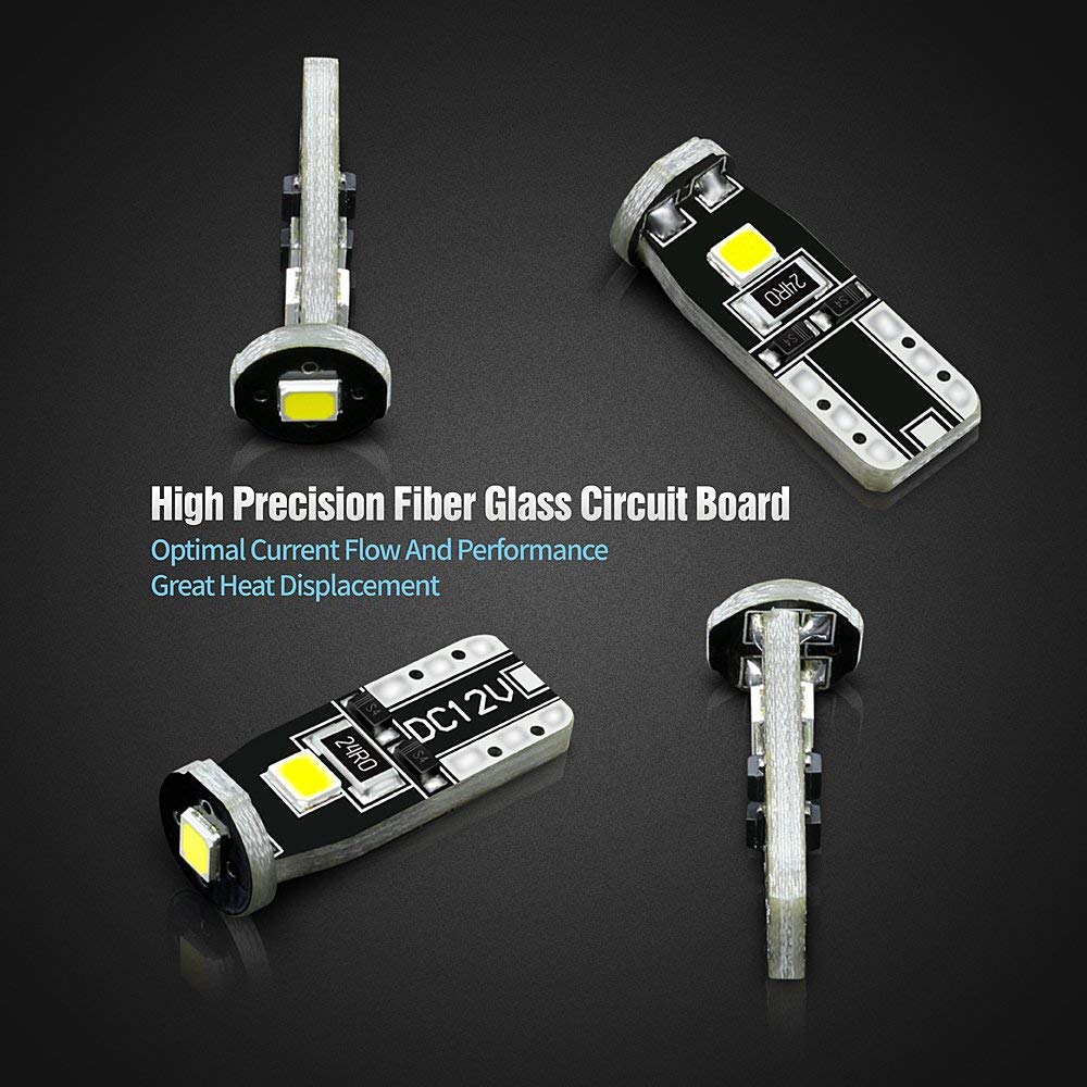 SIR IUS LED 194 LED Bulbs Extremely Super Bright 3030 Chipset for Car truck Interior Dome Map Door Courtesy Marker License Plate Lights Compact Wedge T10 168 2825 Xenon White Pack of 10
