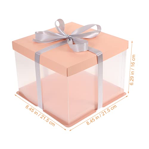 ULTECHNOVO 5pcs Box Cake Box Pink Storage Containers Wedding Cake Stand Paper Cups with Lids Cake Keeper Cake Packaging Case Disposable Cake Container Cake Packing Case Cake Storage Container