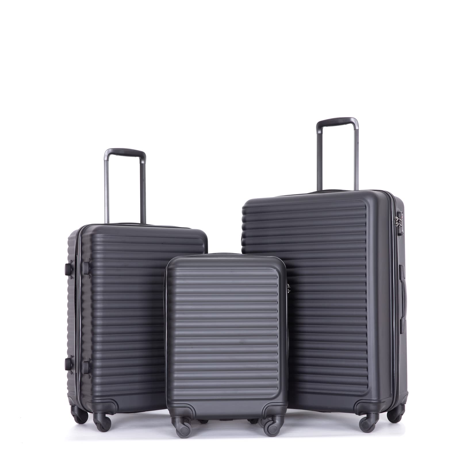 Tripcomp Luggage Sets Wear-Resistance Hardside Lightweight Suitcase Double Spinner Wheels, TSA Lock,Two Hooks, Scratch-resistant Carry-on,3 Piece Set(20inch 24inch 28inch) (Silver)